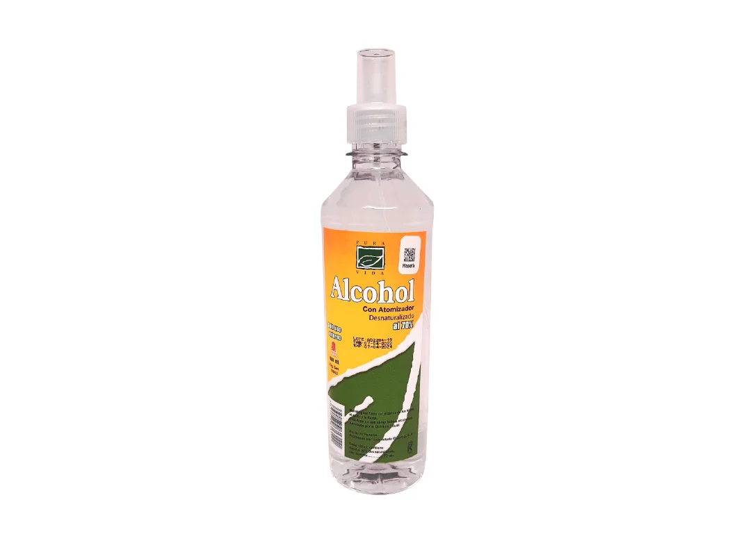Alcohol Pura Vida Desnaturalizado 70% 480 ml con atomizador ...